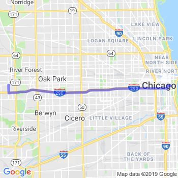 Limousine service between Maywood, IL and O'Hare Midway airport