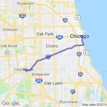Limousine service between Countryside, IL and O'Hare Midway airport