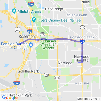 Limousine service between Norridge, IL and O'Hare Midway airport