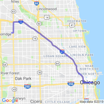 Limousine service between Norridge, IL and O'Hare Midway airport